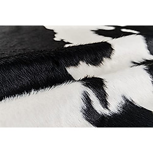 Larger Cow Print Rug Black and White Faux Hide Area Rug Faux Cowhide Rugs Animal Printed Area Rug Carpet for Home 62.2in x 86.6in/5.2 x 7.2ft