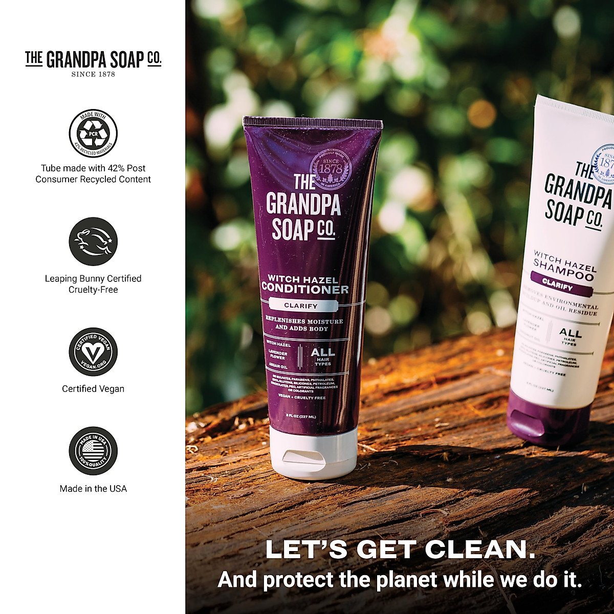 Grandpa's The Soap Company Clarifying Witch Hazel Conditioner - Relieves Scalp Conditions and Protects Against Buildup, With Lavender Flower, Sulfates and Parabens Free, 8 Fl Oz.