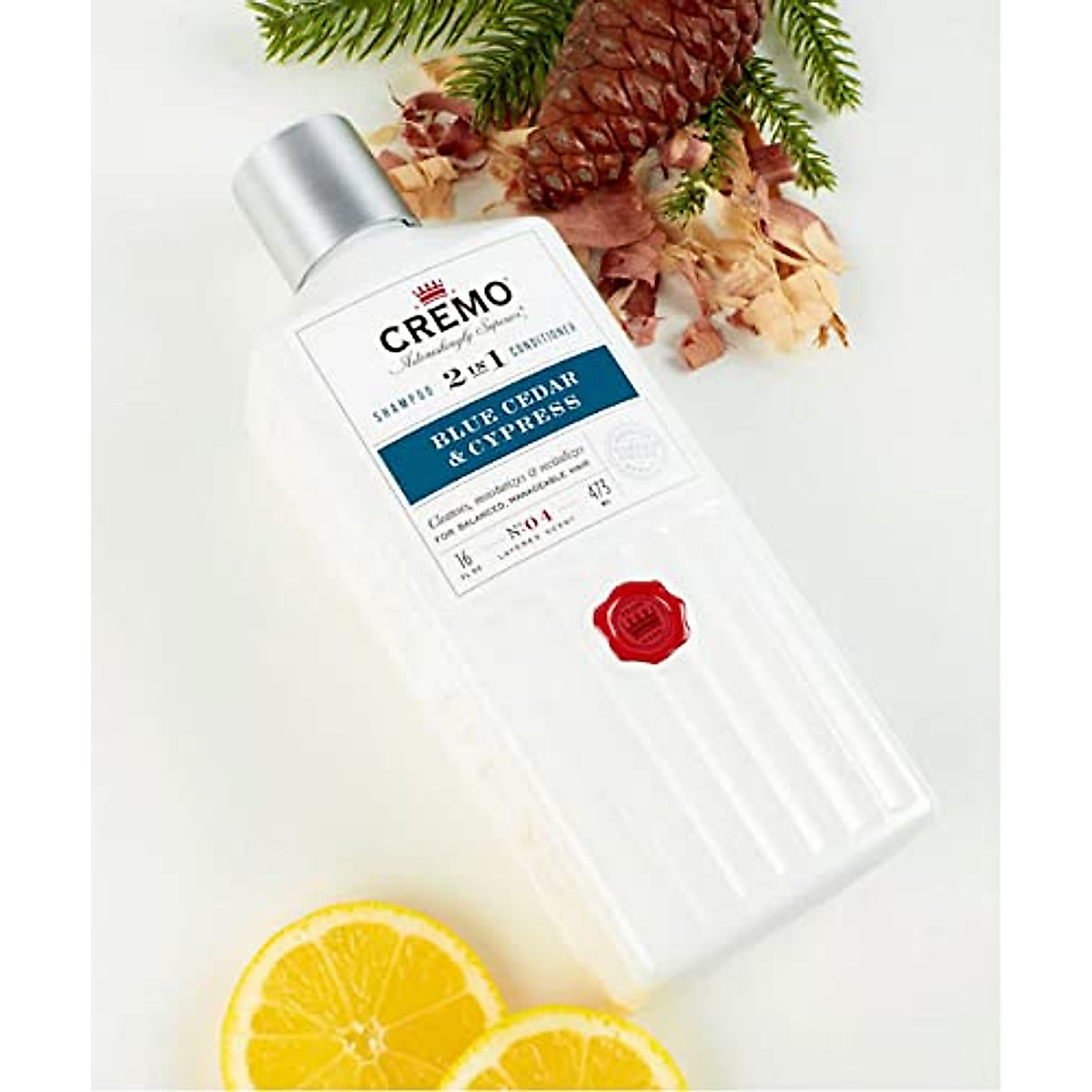Cremo Barber Grade Blue Cedar & Cypress 2-in-1 Shampoo & Conditioner, 16 Fl Oz (2-Pack)