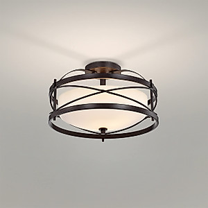 Nuvo Lighting Two Light Semi Flush Mount, 14"W x 8.25"H, Bronze/Dark
