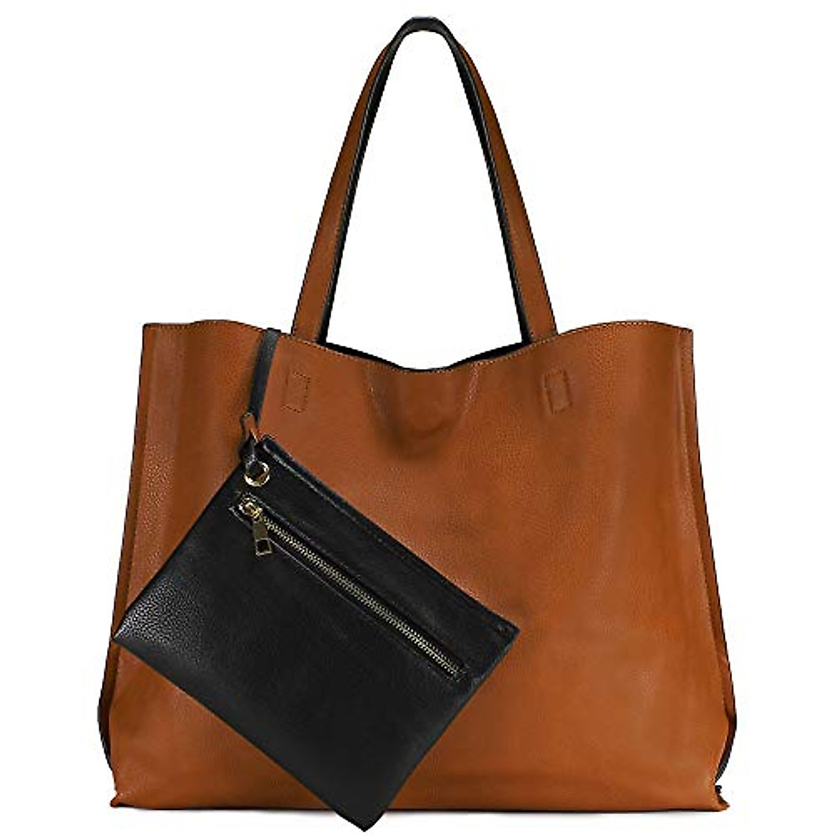 Scarleton Leather Tote Bag for Women, Womens Purses and Handbags, Reversible Tote Bags for Women, Purses for Women, H18422501, Camel/Black