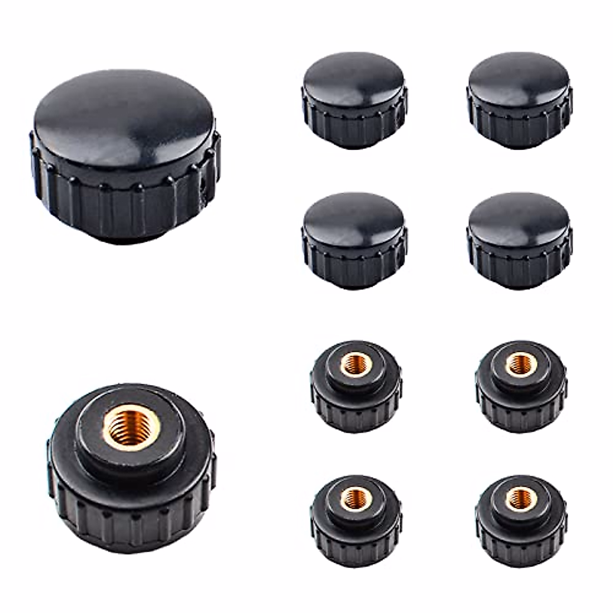 MOROBOR M5 Knurled Thread Clamping Knob, 10pcs Black Plastic Through Hole Set Brass Female Threaded Nut,Screw-On Handle Clamping Knob for Mechanical Equipment