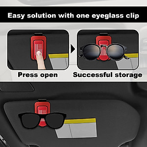 Sunglass Clip for car Visor, Multi-Function Ticket Card Clip, Automotive US Flag Car Accessories Ticket Card Glasses Clip for Car SUV Truck (Black/Red)