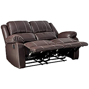ACME FURNITURE Zuriel Brown Faux Leather Reclining Loveseat