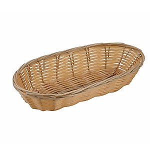 Winco Oblong Woven Basket, 9-Inch by 4.25-Inch by 2-Inch, Natural, Pack of 12