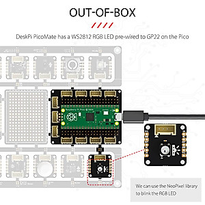 GeeekPi Pi Pico Board with DeskPi PicoMate for Raspberry Pi Pico, DeskPi PicoMate Expansion Board,Breakout Module Board for Raspberry Pi Pico