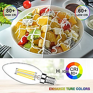 Ascher E12 Candelabra LED Light Bulbs 60 Watt Equivalent, 550 Lumen, Daylight White 5000K, Clear LED Filament Candle Bulbs, Non-Dimmable, Pack of 5