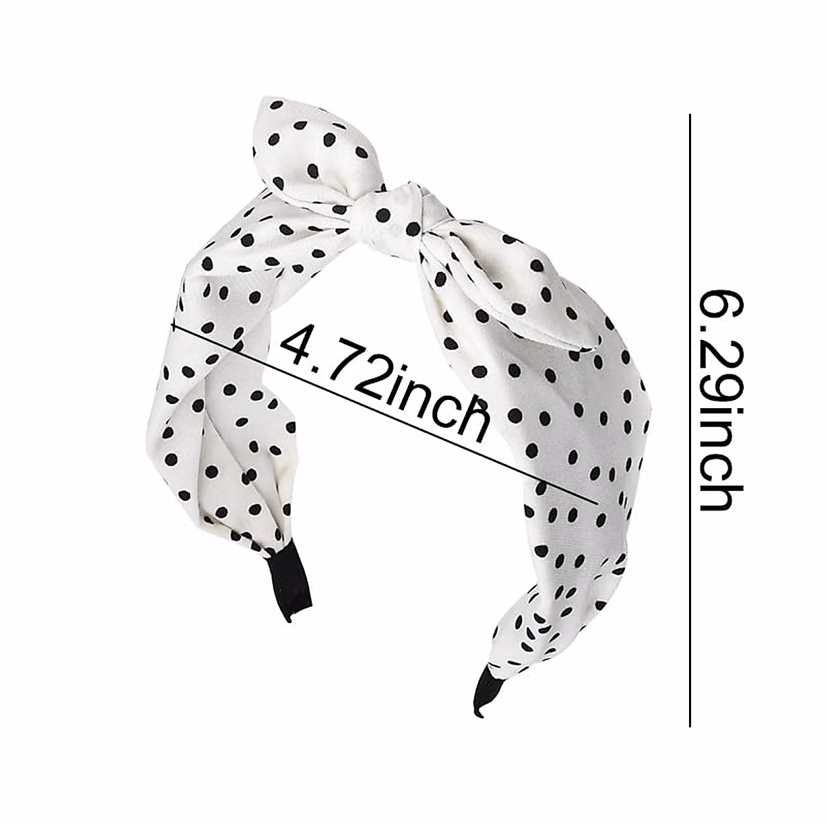 Kilener Rabbit Ears Headband for Women in White Polka Dot Material, Non Slip, Vintage, Hair Styling, Hairband, Ideal Gift Choice