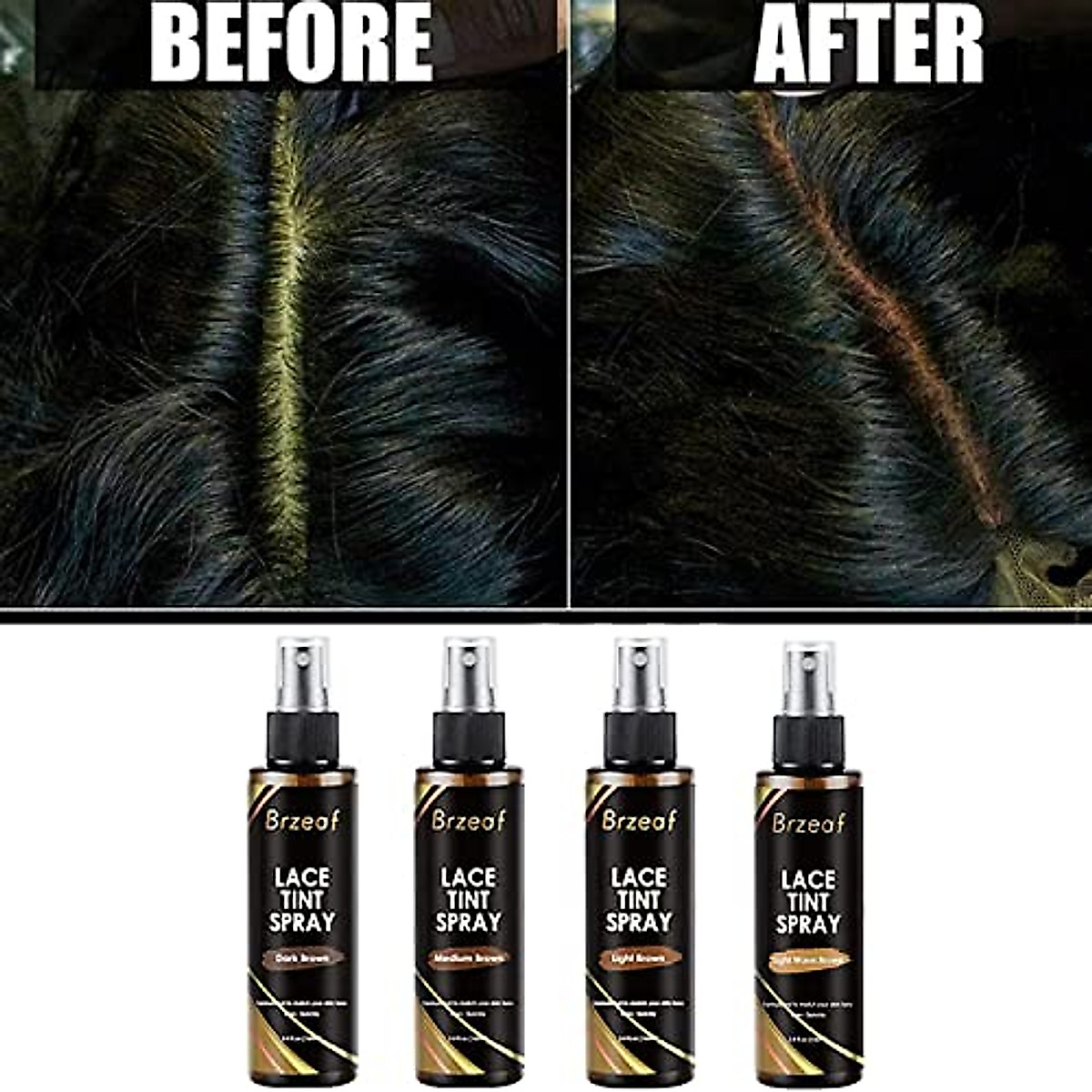 Lace Tint Spray for Wigs - Dark Brown, Middle Brown, Light Brown Shades for Lace Wigs and Frontal Closures - 100ml