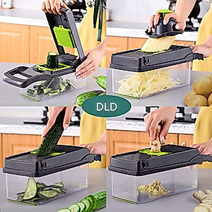 DLD Mandoline Slicer, Vegetable Chopper, Pro Food Chopper Vegetable Cutter and Dicers, Onion Chopper with Container, Vegetable Slicer and Chopper for - 8 Blades 1xCutting gloves