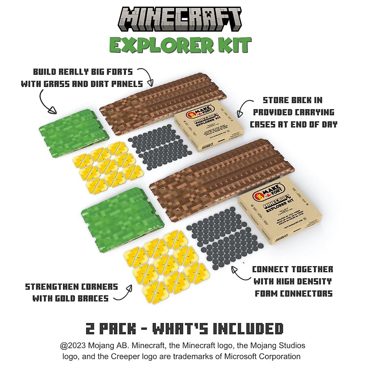Minecraft Explorer Kit - Build Minecraft in The Real World - Endless Play for Ages 8 and Up - Build Forts, Mazes, Tunnels, and More - Durable, Reusable, and Made in USA (1 Pack)