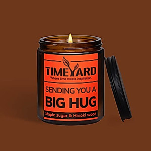 TIMEYARD Wood Sugar Maple Scented Candle, Mild Fall Woody Candle Gift for Women in Bedroom, Hug in Modern Jar Candle, Soft and Soothe Woody Scented Soy Candles with 1 Cotton Wick, 45H Burn Time, 7oz