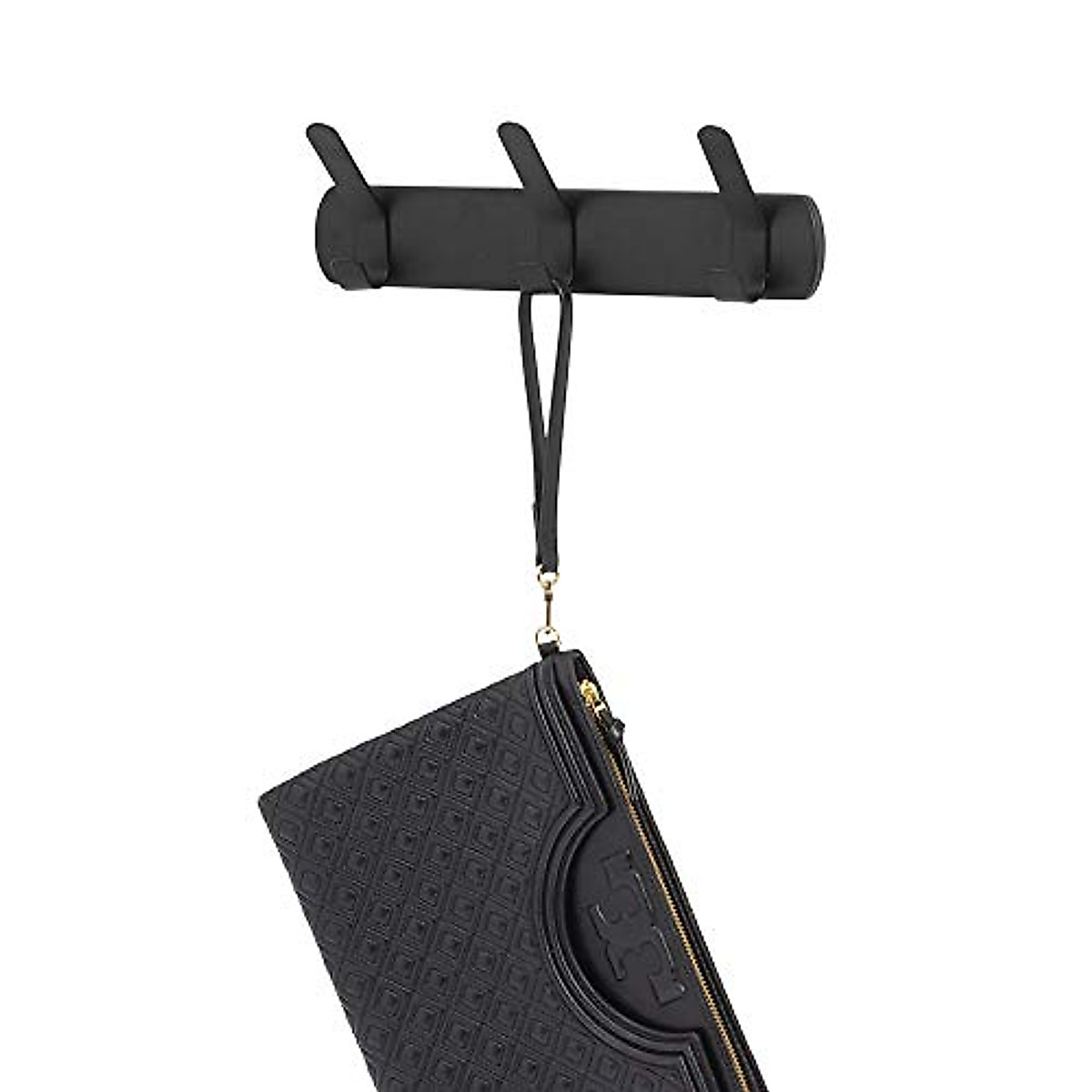 iDesign Holden Steel Triple Double Wall Mount Storage Organizer Closets, Bedrooms, Bathrooms, 12" x 2.3" x 3.61", 3 Hook Rack