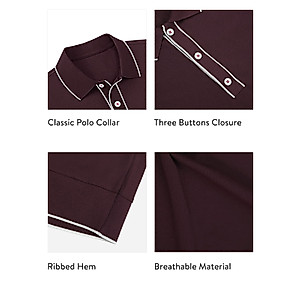 ALTAIREGA Men's Cotton Polo Shirts Casual Short Sleeve Classic Fit Shirt with Knit Rib Trim Hem A-Wine Red