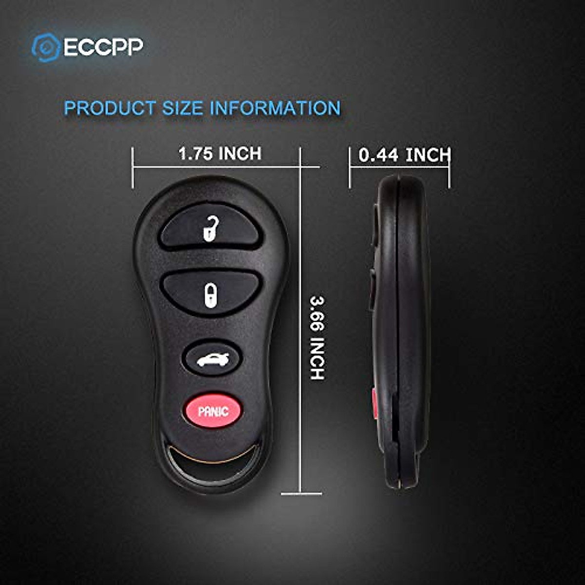 ECCPP for Jeep Liberty Keyless Entry Remote Key Fob for Jeep for Dodge Series GQ43VT17T (Pack of 2)