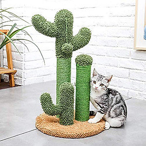 PAWZ Road Cat Tree 32 Inches Cactus Cat Tower Bundle with 23 Inches Cactus Cat Scratcher Featuring with 3 Scratching Poles