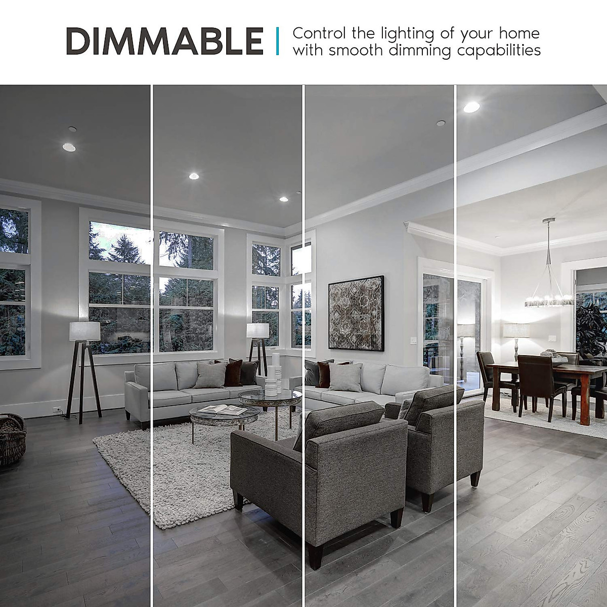 LUXRITE A19 LED Bulb 60W Equivalent, 5000K Bright White, 800 Lumens, Dimmable Standard LED Light Bulbs 9W, Enclosed Fixture Rated, Energy Star, E26 Medium Base - Indoor and Outdoor (24 Pack)