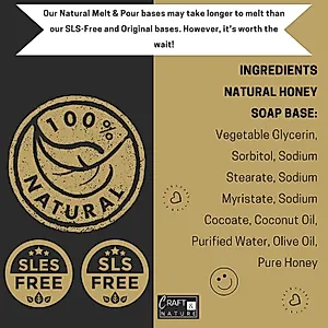 Craft & Nature 4 LB All Natural Unscented Honey Moisturizing Glycerin Melt And Pour Soap Base for Soap Making