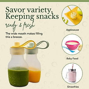 Renew Rations Silicone Reusable Pouches for Toddlers, Refillable BPA-Free Baby Food Pouches, Freezer & Dishwasher Safe - Ideal for Baby Food Puree, Applesauce & Smoothies 240 ml / 8 oz - Pack of 2