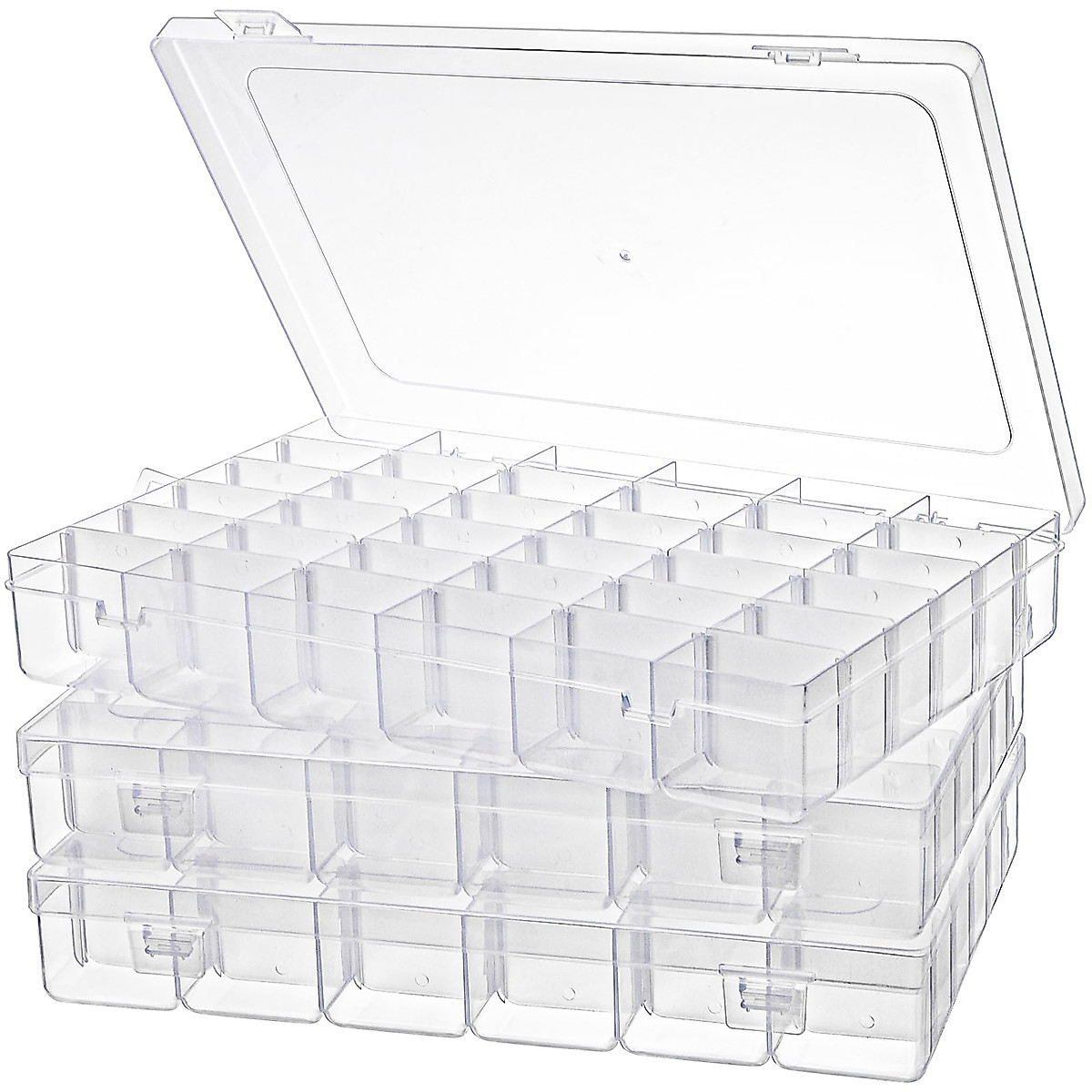 Tosnail 3 Pack 36 Compartments Clear Plastic Craft Storage Organizer Small Parts Organizer with Dividers