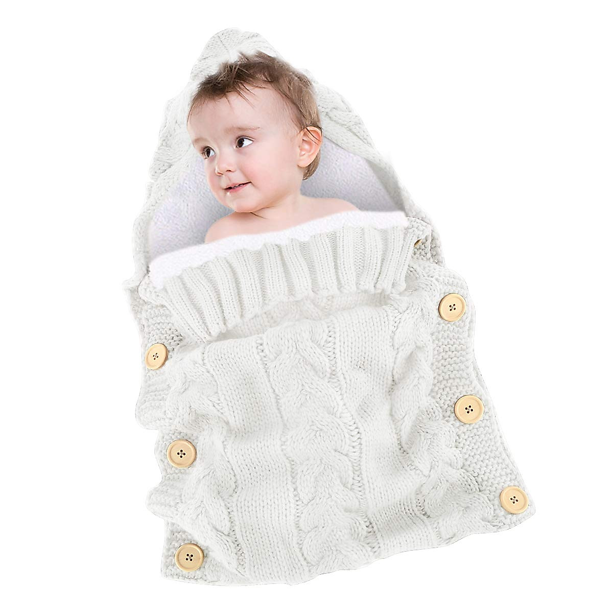 Yinuoday Newborn Baby Fleece Swaddle Blanket Wrap Sleeping Bags Infant Swaddle Sack White