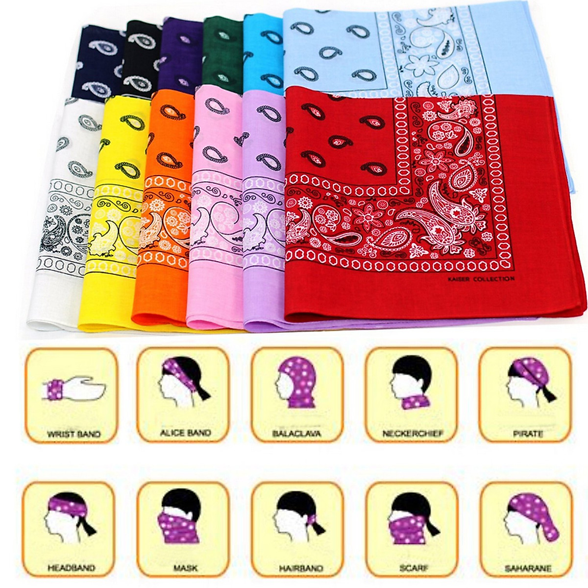 BSLINO Bandanas 24pcs 22 X 22 Inch 100% Cotton Bandana Novelty Double Sided Print Paisley Cowboy Bandana Party Favor Scarf Headband Handkerchiefs Two Dozen