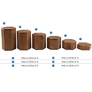 MOOCA Wooden 6 Pcs Hexagon Risers for Display Jewelry and Accessories Display Stand, Brown