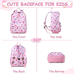 VASCHY Toddler Backpack for Girls, Cute Lightweight Water Resistant Preschool Backpack for Kindergarten Little Girls Bookbag Dinosaur