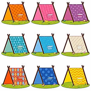 45 PCS Woodland Pup Tents Cut-Outs for Camping Bulletin Board Classroom Decor Woodland Theme Party Decoration, 9 Styles