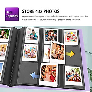 432 Pockets Photo Album for Fujifilm Instax Mini Camera, Polaroid Snap PIC-300 Z2300 Instant Camera, 2x3 Photo Album Book for Fujifilm Instax Mini 11 12 9 Evo 90 70 40 8 7 LiPlay Instant Camera (purple)