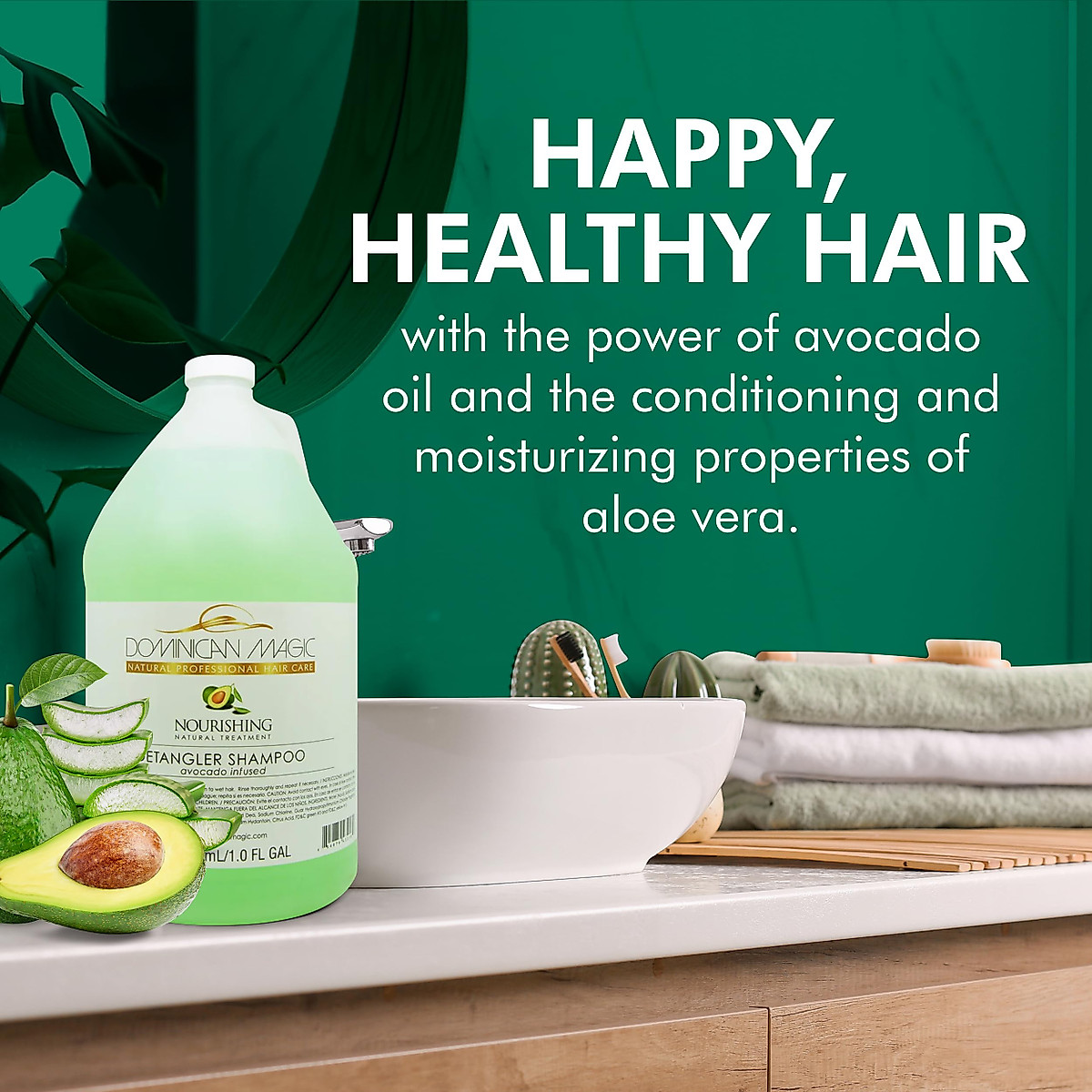 Dominican Magic Detangler Avocado Conditioner - Hair Conditioner for Women, All Natural Hydrating Conditioner, Coconut Infused Suitable for All Hair Types, 1 Gal