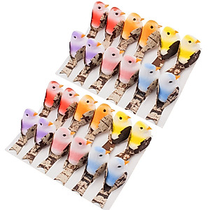 Warmtree 24 Pcs Artificial Simulation Birds Feather Mini Bird Decorative Fake Birds for Christmas Tree Craft Home Ornaments Garden Wedding Decoration