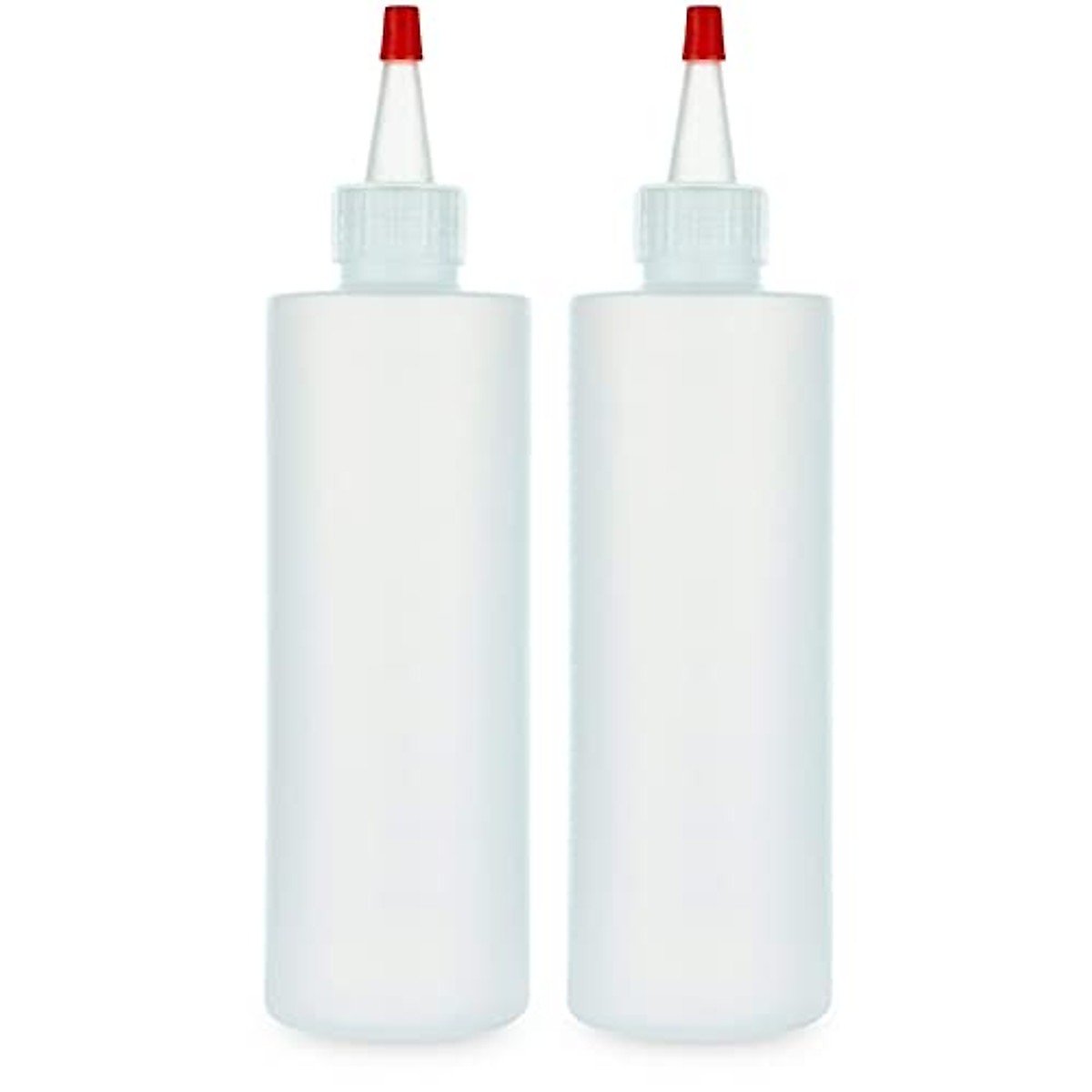 Condiment Squeeze Bottles, 8 OZ Empty Squirt Bottle, Red Top Cap, Leak Proof - for Ketchup, Mustard, Syrup, Sauces, Dressing, Oil, Arts & Crafts, BPA FREE Plastic - Perfect for Kitchen - 2 PACK