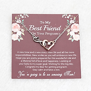 MYOSPARK New Mom Gift Necklace To My Best Friend On Your Pregnancy Message Card Jewelry Pregnancy Announcement Gift for Best Friend (Your Pregnancy Card NL)
