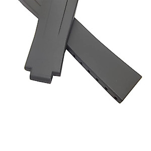 Hooxue 20mm Curved Ends Rubber Watch Strap Silicone Band Compatible With Rolex Submariner Yacht Master Oysterflex Sea-Dweller series (Black)