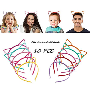 Jaqakid 25PCS Cat Ears Headbands Plastic Kitty Hairband Hair Hoops Party Costume Daily Decorations Bunny Bow Headwear Cats Accessories for Women Girls Wearing and Party Decoration