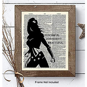 Powerful Confident Beautiful Woman Dictionary Art, Home Decor - Inspirational Wall Art Print, Poster - Gift for Superheroes, Comic Book Fan, Women - 8x10 Unframed Motivational Girls Room Decoration
