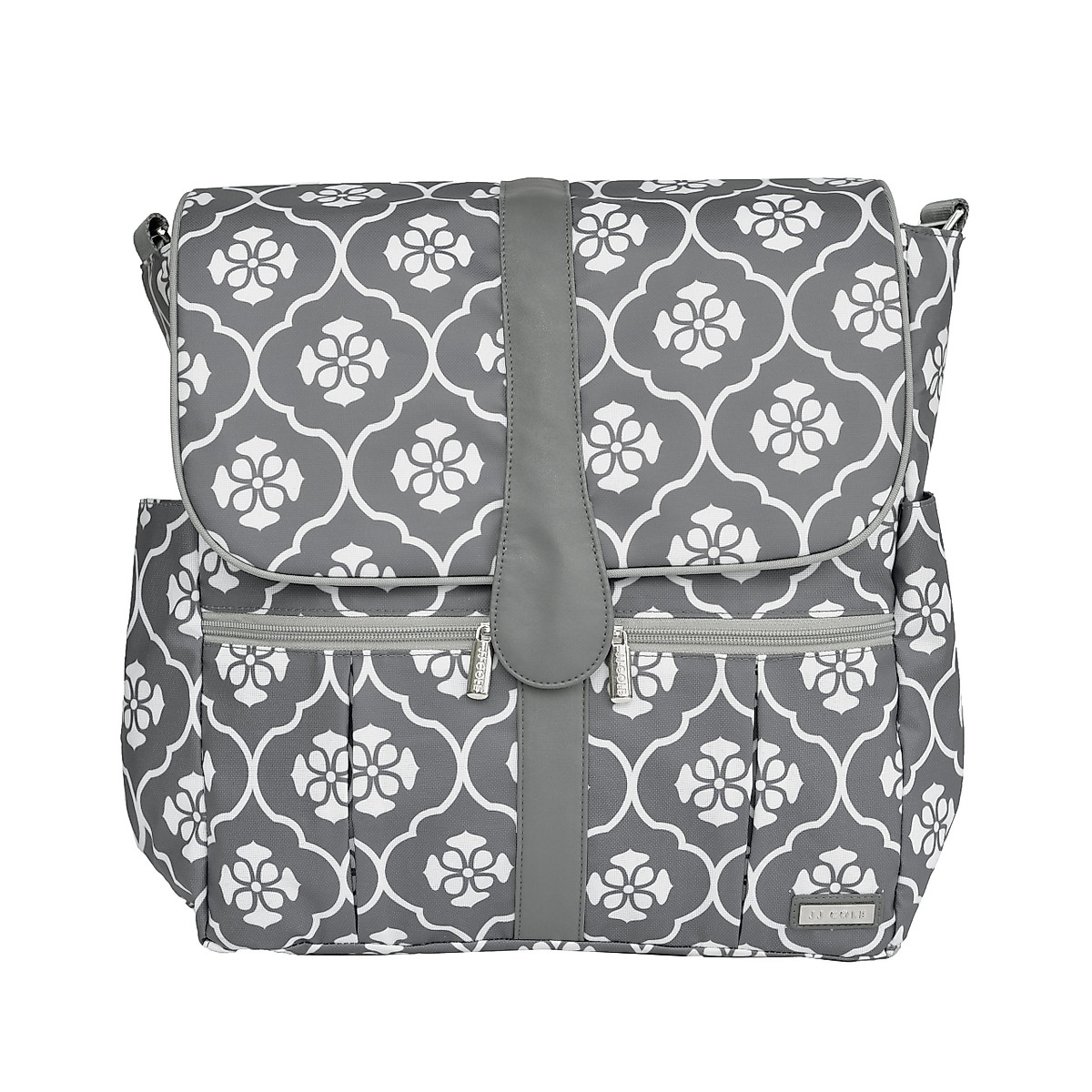 JJ Cole Backpack Diaper Bag, Gray Floret