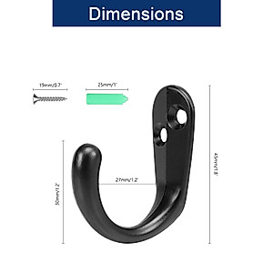 NearMoon Coat Hooks Wall Mounted - Heavy Duty Metal Single Prong Robe Hanger Rustproof Wall Hooks for Towel Hat Key Bag on Bathroom, Kitchen, Livingroom(10 Pack, Matte Black)