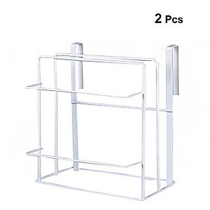 YARNOW 2 Pcs Chopping Board Shelf Under Cabinet Double Layer Pot Lid Rack Holder Punch Free Towel Bar Kitchen Storage Organizer (White)
