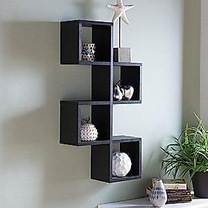 Danya B. Cubby Chessboard Wall Shelf - Horizontal or Vertical (Black)