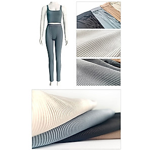 LICOBOD Casual Workout Sets 2 Piece Outfits for Women Ribbed Crop Tank Top High Waist Yoga Leggings Lounge Wear Tracksuit