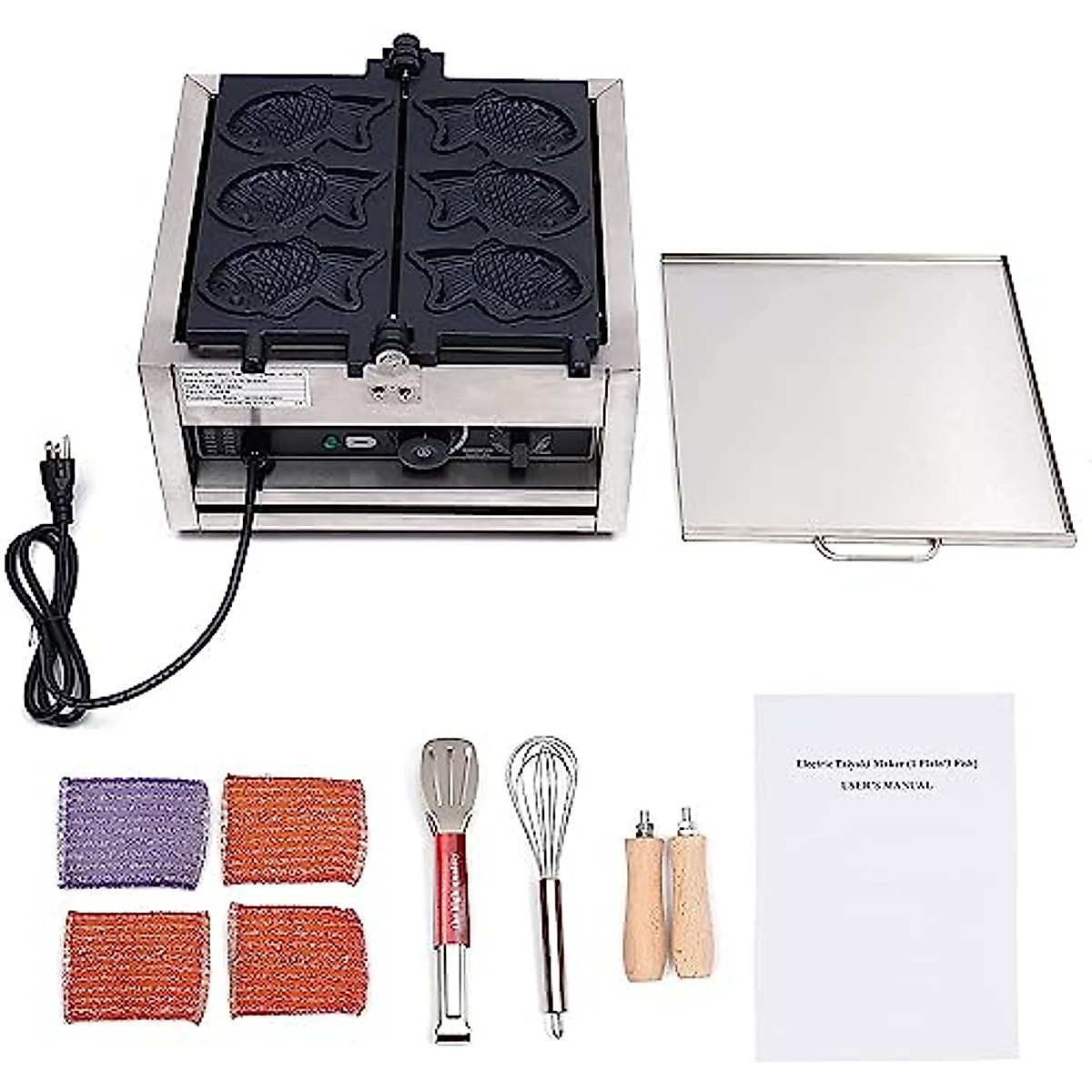 3Pcs Taiyaki Fish Waffle Maker, 1500W Commercial Electric Non Stick Fish-shaped Waffle Machine, Waffle Iron Baker Machine, Electric Corn Dog Waffle Maker Hot Dog Muffin Machine for Party Cafe Tea Shop