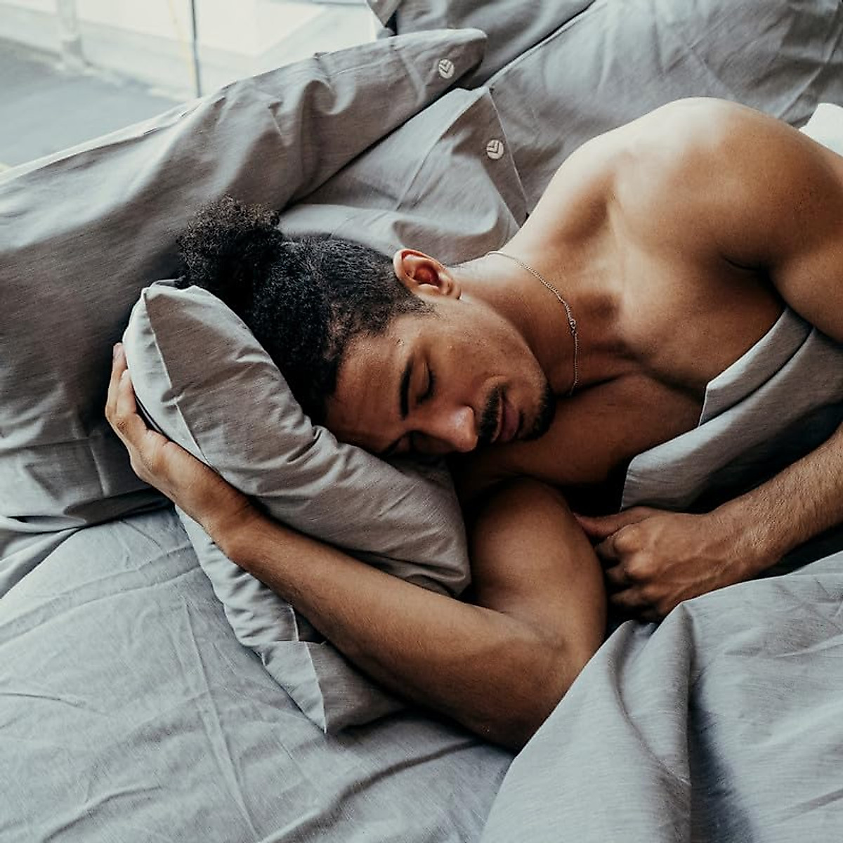 AIZOME Duvet Cover Set Made from 100% GOTS Organic Cotton, Non-Toxic Plant-Dyed No PFAS Synthetic Free No Petrochemicals Breathable Hypoallergenic for Sensitive Skin, 4-Piece (Silver Sumac, Queen)