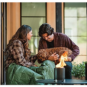 Solo Stove Mesa Tabletop Fire Pit with Stand | Low Smoke Outdoor Mini Fire for Urban & Suburbs | Fueled by Pellets or Wood, Stainless Steel, with Travel Bag, 6.9 x 5.1 in, 1.4lbs, Deep Olive