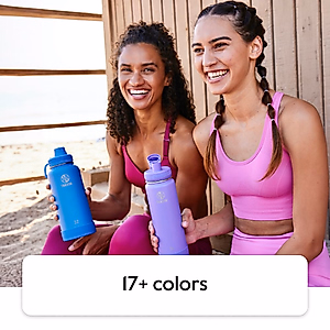 Takeya Actives Insulated Stainless Steel Water Bottle with Spout Lid, 24 Ounce, Blush and Arctic