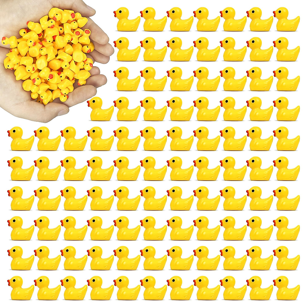 HAVAGDTM 120 PCS Mini Ducks Miniature Duck Figures for Ornament Miniature Garden Aquarium Mini Ducks DIY Handmade School Project Party Favor