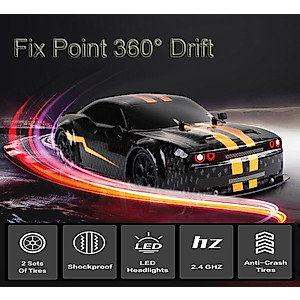 Apawband RC Drift Car 1/14 Scale RC Car RTR Remote Control Race Cars Drifting Toy for Boys Kids 4WD 30KM/H RC Vehicle with LED Lights Drift Tires + Racing Tires
