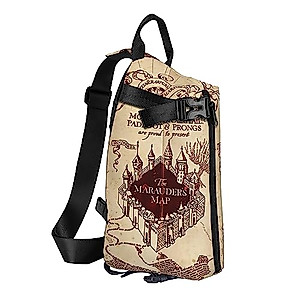 DRLAS Beige map Sling bag for Men Women Casual Crossbody Backpack Shoulder Bag Chest Bag Daypack for Outdoor Hiking Sports