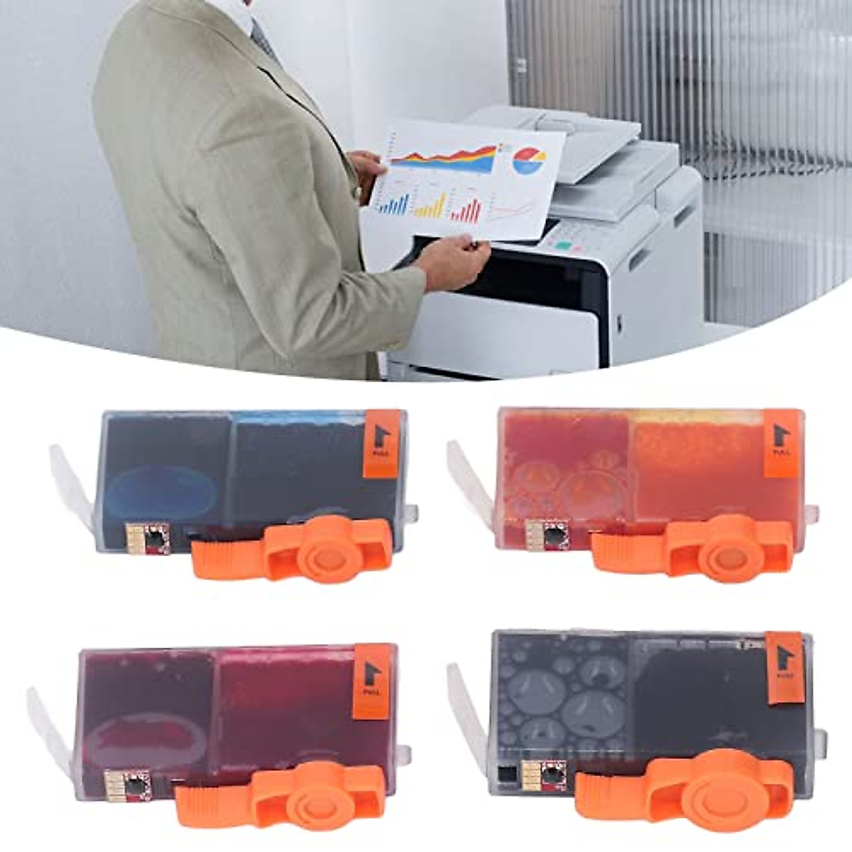 Hilitand 4Pcs Printer Cartridge Standard Size Printing Ink Cartridge Print Ink Cartridge for Office Print Photos, Test Papers, Documents